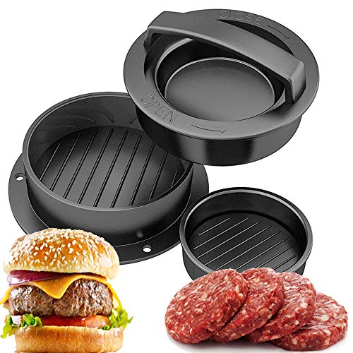 iPstyle Burger Press Patty Maker, Non-Stick Hamburger Mold Kit for Easily Making Delicious Stuffed Burgers, Regular Beef Burger and Perfect Shaped Patties, Best Indoor Kitchen Gadgets Cooking (Black)