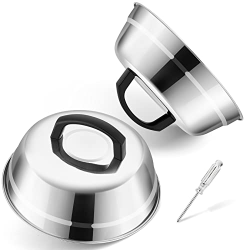 Cheese Melting Dome Set of 2(9 Inch), Joyfair Basting Cover for Griddle Grilling, Outdoor Camping/Flat Top Teppanyaki, Stainless Steel Lids with Heat-Proof Handle, Heavy Duty & Dishwasher Safe