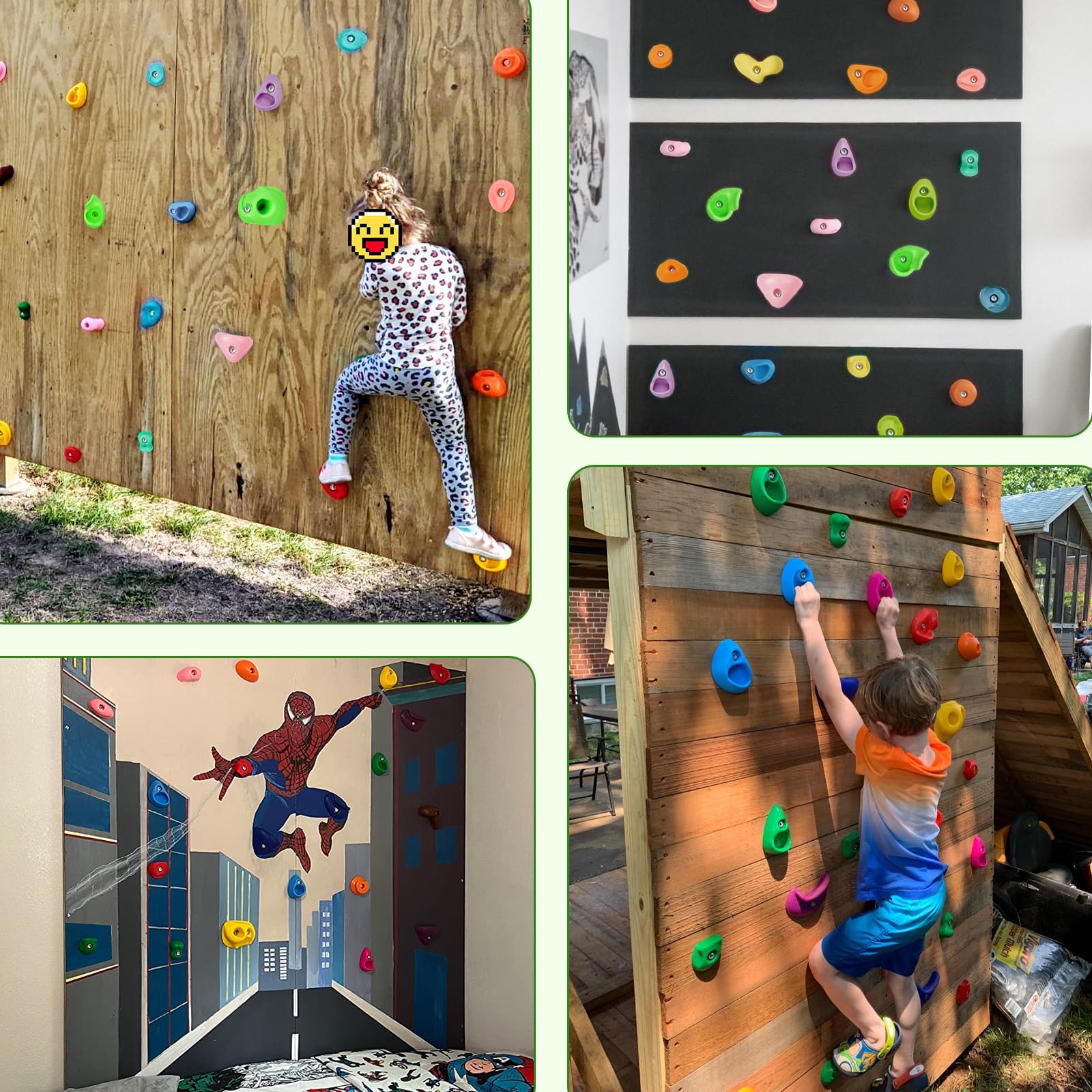 TOPNEW 32 Rock Climbing Holds Multi Size for Kids, Adult Rock Wall Holds Climbing Rock Wall Grips for Indoor and Outdoor Playground Play Set