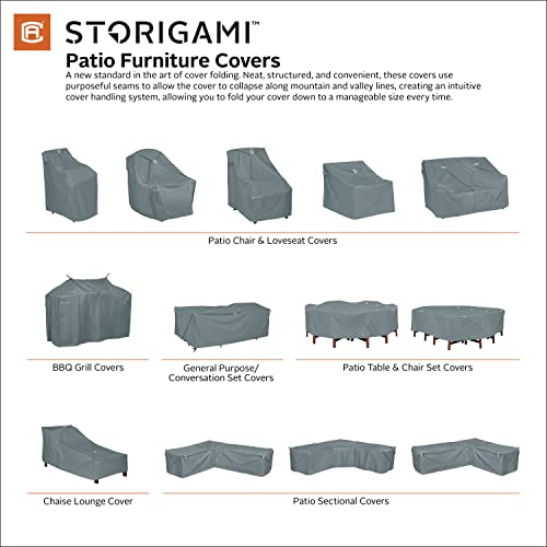 Classic Accessories Storigami Easy Fold Water-Resistant 58 Inch BBQ Grill Cover, Monument Grey