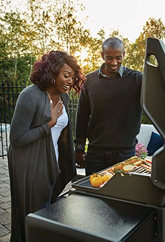Napoleon Rogue 425 BBQ Grill, Black, Propane Gas - R425SBPK-1-OB - With Three Burners and Range Gas Side Burner, Barbecue Gas Cart, Folding Sideshelves, Instant Failsafe Ignition