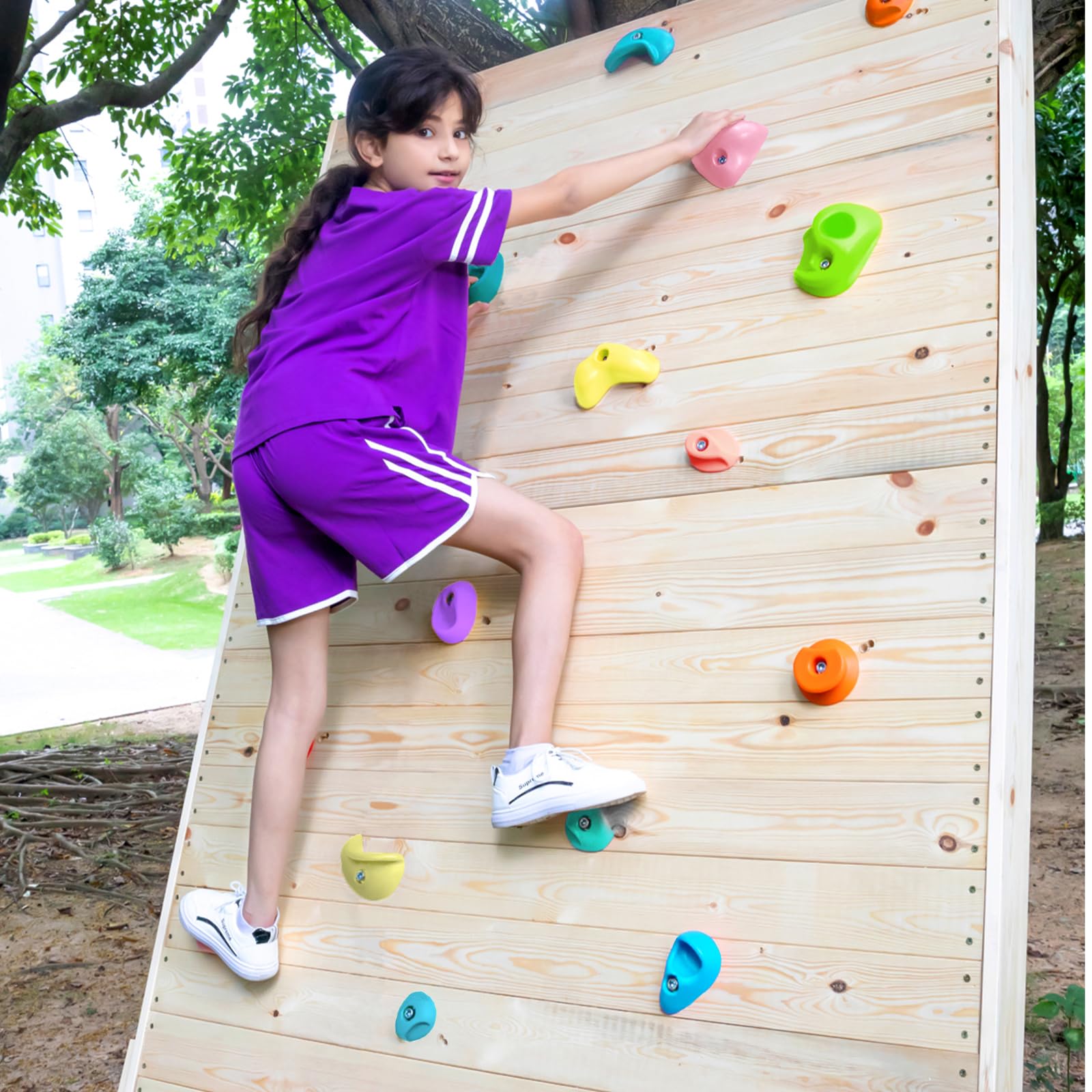 TOPNEW 32 Rock Climbing Holds Multi Size for Kids, Adult Rock Wall Holds Climbing Rock Wall Grips for Indoor and Outdoor Playground Play Set