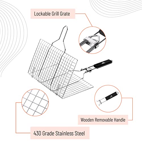 UNCO- Grill Basket, Stainless Steel, Fish Grill Baskets for Outdoor Grill, Vegetable Grill Basket, BBQ Grill Basket, BBQ Basket, Grilling Basket, Fish Basket for Grilling, Grill Accessories.