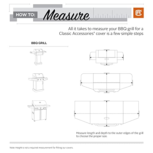 Classic Accessories Storigami Easy Fold Water-Resistant 58 Inch BBQ Grill Cover, Monument Grey