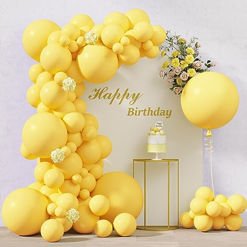 RUBFAC 116pcs Yellow Balloons Different Sizes Pack of 36 18 12 10 5 Inch for Garland Arch Extra Large Balloons for Birthday Graduation Wedding Party Decoration