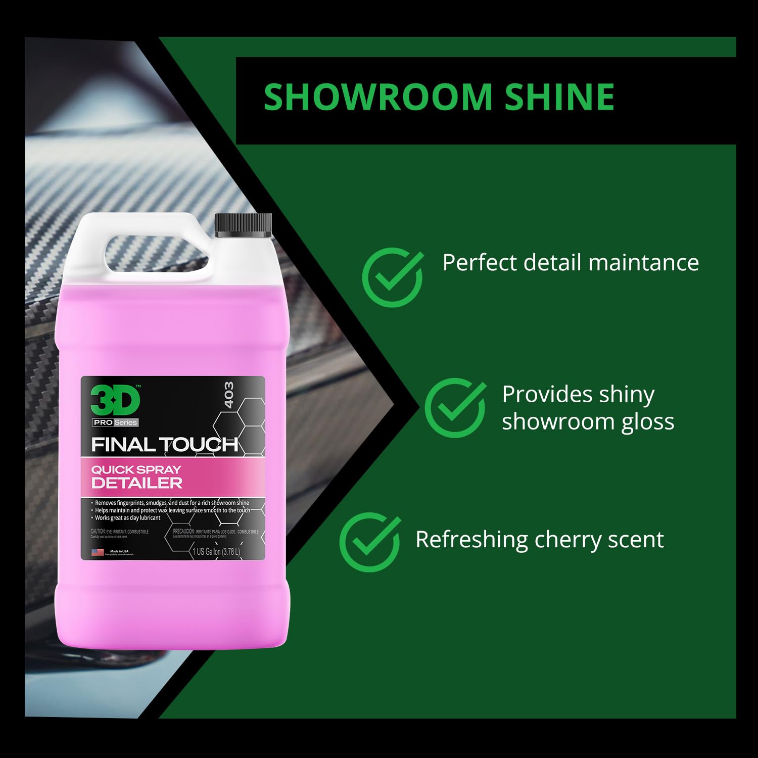 3D Final Touch Quick Detail Spray - Easy Spray On, Wipe Off Showroom Shine 1 Gallon