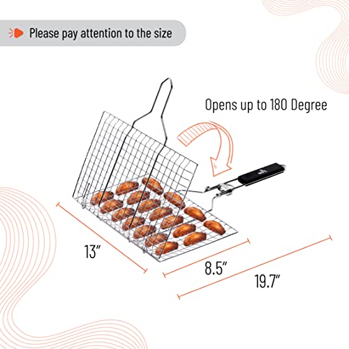 UNCO- Grill Basket, Stainless Steel, Fish Grill Baskets for Outdoor Grill, Vegetable Grill Basket, BBQ Grill Basket, BBQ Basket, Grilling Basket, Fish Basket for Grilling, Grill Accessories.