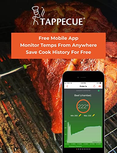 Tappecue AirProbe3 Thinner-5mm, Longer Lasting-48 hours, Smart Wireless Meat Thermometer, Bluetooth & Cloud Connected Unlimited Range, Use in Pressure Cooker, AirFryer, Grill, Oven, Smoker, Rotisserie