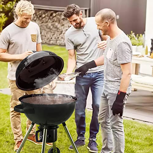 Rankok 22-Inch Premium Kettle Charcoal Grill Outdoor Barbeque Grill & Smokers Portable Trolley BBQ Grill with Wheels Adjustable Ash Catcher Bakeware Clips Thermometer for Cooking Camping Patio Garden