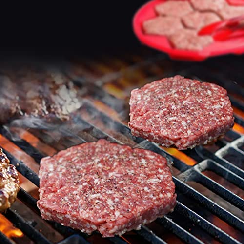 Mekek 7 in 1 Hamburger Silicone Mold, Non-Stick Food Grade Hexagonal Hamburger Patty Maker Press, Shape, & Freeze Container