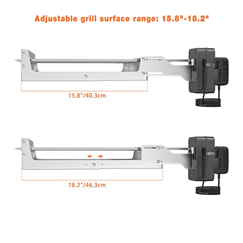 only fire Stainless Steel Electric Skewer Turner, Rotated Grilling Rack Shish Kabob Set with 7 Skewers and Dual-Purpose Rotisserie Motor