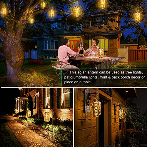 URPOWER Solar Lights Outdoor Metal Solar Lantern Outdoor Hanging Retro Decorative Lanterns with Durable Handle Solar Powered Waterproof LED Table Lanterns Lighting for Yard Tree Fence Patio , 2 Pack