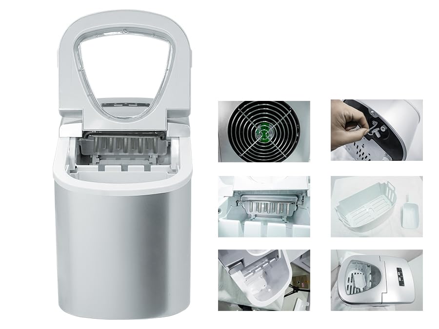 Countertop Ice Maker, Chewable Pebble Portable Ice Maker Machine, 9 Cubes Ready in 6 Mins, 26lbs/24H, Self-Cleaning Ice Machine with Ice Scoop and Basket, for Home Kitchen Office Bar Party