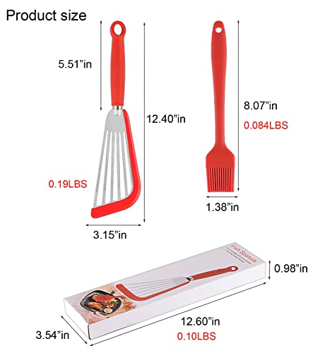 halteoly Fish Spatula Stainless steel with Silicone handled, Fish spatulas for nonstick cookware,Fish Flipper Spatula and Basting Brush (Black)