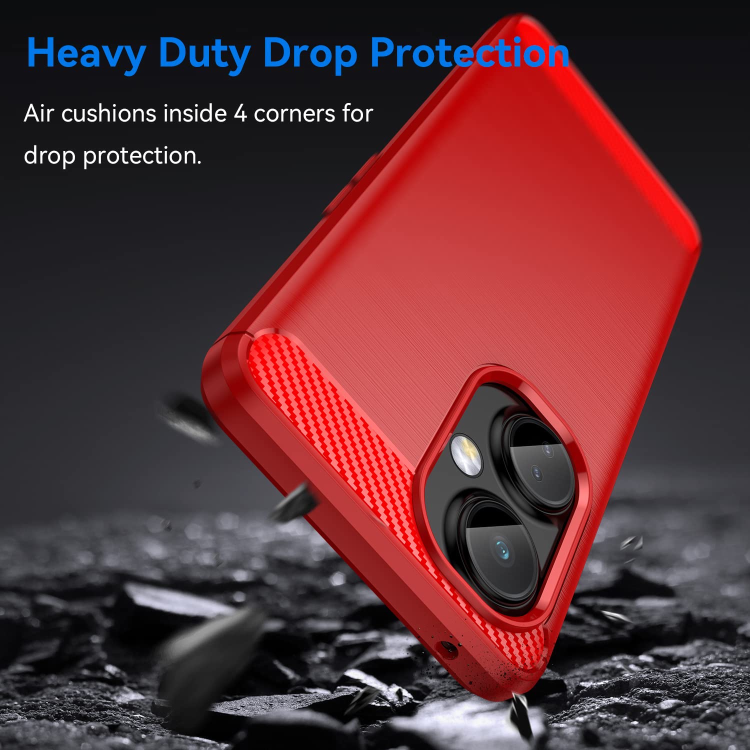Jusy Case for Oneplus Nord N30 5G with [2*HD Tempered Glass Screen Protector], Enhanced Grip Light Shockproof Flexible TPU Rubber Protective Cover for 1+ Nord N30 5G (Red)