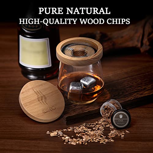 EILLEO Cocktail Smoker Kit, 2 Whiskey Stones & 6 Flavors Wood Chips, Drink Smoker Infuse Kit for Bourbon, Whiskey, Cocktail, Wine, Old Fashioned Smoker Kit for Adults and Drinks Lover