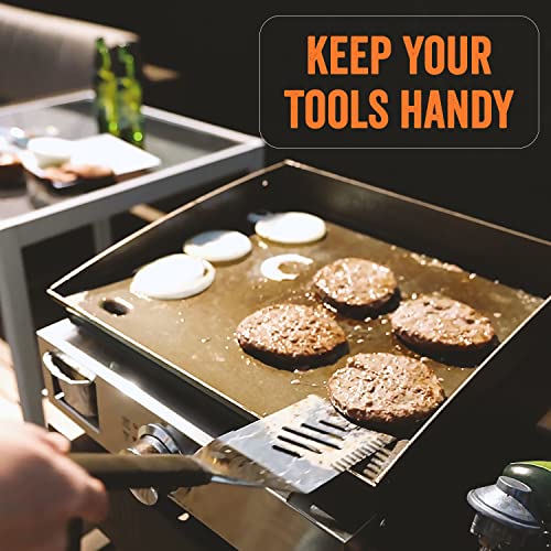 Yukon Glory Universal Portable Grill Table/Flat Top Grill Griddles Stand with Built in Grill Caddy - Designed to Fit Tabletop Blackstone Griddle & Many Others - Outdoor Cooking Camping & Tailgating