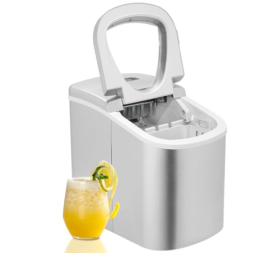 Countertop Ice Maker, Chewable Pebble Portable Ice Maker Machine, 9 Cubes Ready in 6 Mins, 26lbs/24H, Self-Cleaning Ice Machine with Ice Scoop and Basket, for Home Kitchen Office Bar Party