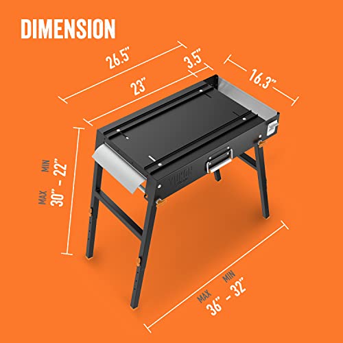 Yukon Glory Universal Portable Grill Table/Flat Top Grill Griddles Stand with Built in Grill Caddy - Designed to Fit Tabletop Blackstone Griddle & Many Others - Outdoor Cooking Camping & Tailgating