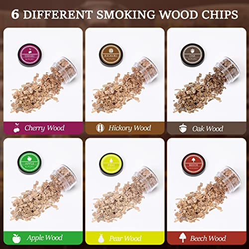 EILLEO Cocktail Smoker Kit, 2 Whiskey Stones & 6 Flavors Wood Chips, Drink Smoker Infuse Kit for Bourbon, Whiskey, Cocktail, Wine, Old Fashioned Smoker Kit for Adults and Drinks Lover