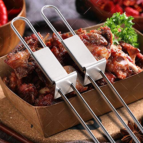 Barbecue Skewers, CMYK 6-Pack 13" Stainless Steel Grilling Skewers with Slider, Reusable Metal BBQ Shish Kabob Skewers Sticks