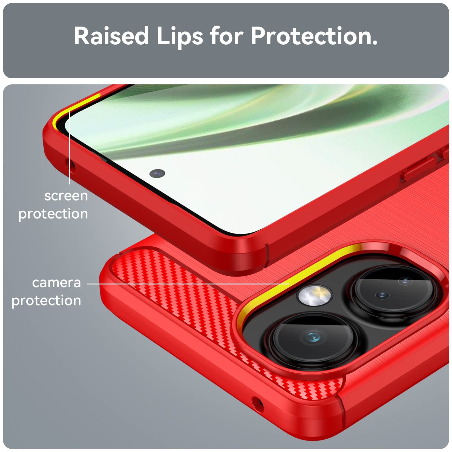 Jusy Case for Oneplus Nord N30 5G with [2*HD Tempered Glass Screen Protector], Enhanced Grip Light Shockproof Flexible TPU Rubber Protective Cover for 1+ Nord N30 5G (Red)