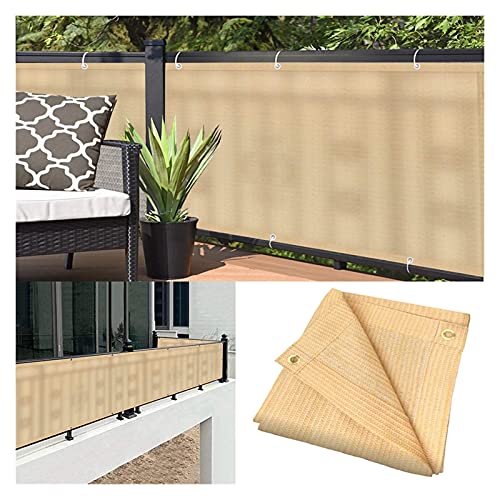 ALBN Balcony Screen Privacy Protection Outdoor Shading Net Windshield UV Protection HDPE Tear Resistant with Rope & Cable Ties, Height 1.1m/1.4m (Color : Beige, Size : 140x350cm)