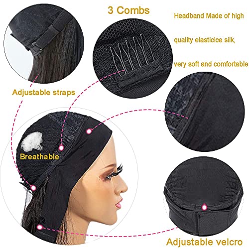 AnglesBeauty Headband Wig for Women 24 Inch Black/Brown Long Highlights Straight Headband Wig, Premium Syntheric Headband Wig Natural Glueless None Lace Front Wigs with Headbands & Wig Caps (24 Inch, Black/Brown)