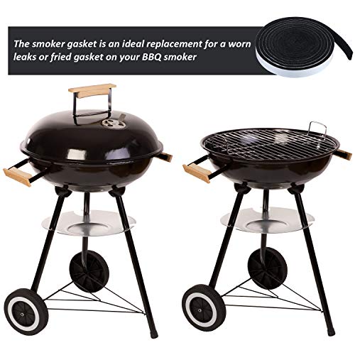 BBQ Gasket Black Grill Tape High Temp Grill Seal Self Stick Gasket, 7.5 Ft Length 1/8 Inch Thickness (2, 0.5 Inch Wide)