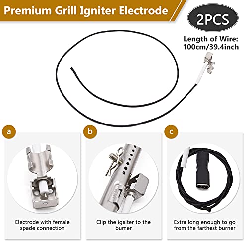 Criditpid Grill Replacement Part for Charbroil 463625217 463625219 463673519 463673019 463347017 463673517 463673017 463275517 463342119, 2Pack Grill Burner Heat Plate Ignitors Crossover Tube