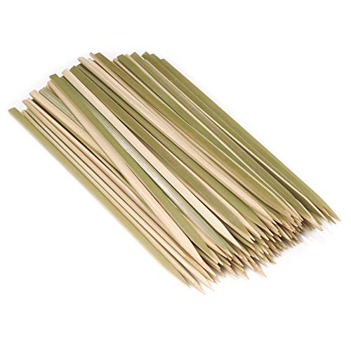 BambooMN Brand - Premium Flat Style Bamboo Wood BBQ Kebab Meat and Fruit Food Skewers, 10" - 100 pcs