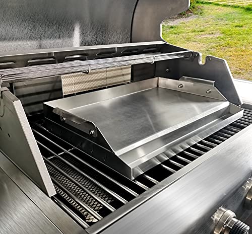 Universal Non-stick Stainless Steel Griddle Pan 16" X 22" for Gas/Charcoal Grills, 4/5/6 Burner Gas Grill Accessory Plancha, Big Size
