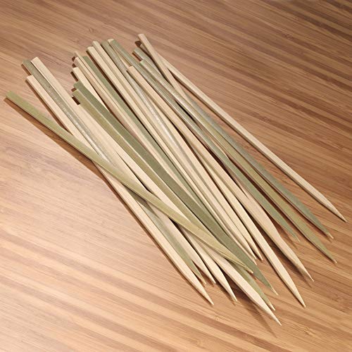 BambooMN Brand - Premium Flat Style Bamboo Wood BBQ Kebab Meat and Fruit Food Skewers, 10" - 100 pcs