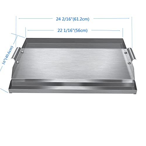 Universal Non-stick Stainless Steel Griddle Pan 16" X 22" for Gas/Charcoal Grills, 4/5/6 Burner Gas Grill Accessory Plancha, Big Size