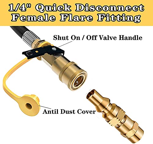 MCAMPAS 12FT Propane Hose 1/4" Quick Disconnect Adapter Kit with 1/8”Female Thread x 1/4”Quick Connect Plug Replacement for Weber 54060001 Q2200,51010001 Q1200 Grill Easy to Hook Up RV Motorhomes