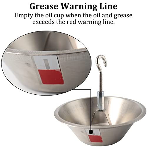 FFfeily Replacement Grill Grease Cup for BBQ Grill Grease Collection Stainless Steel Hanging Cup Kit for Outdoor Grill Drip Oil Catching