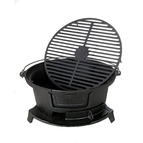 Cajun Classic Round Seasoned Cast Iron Charcoal Hibachi Grill - GL10447