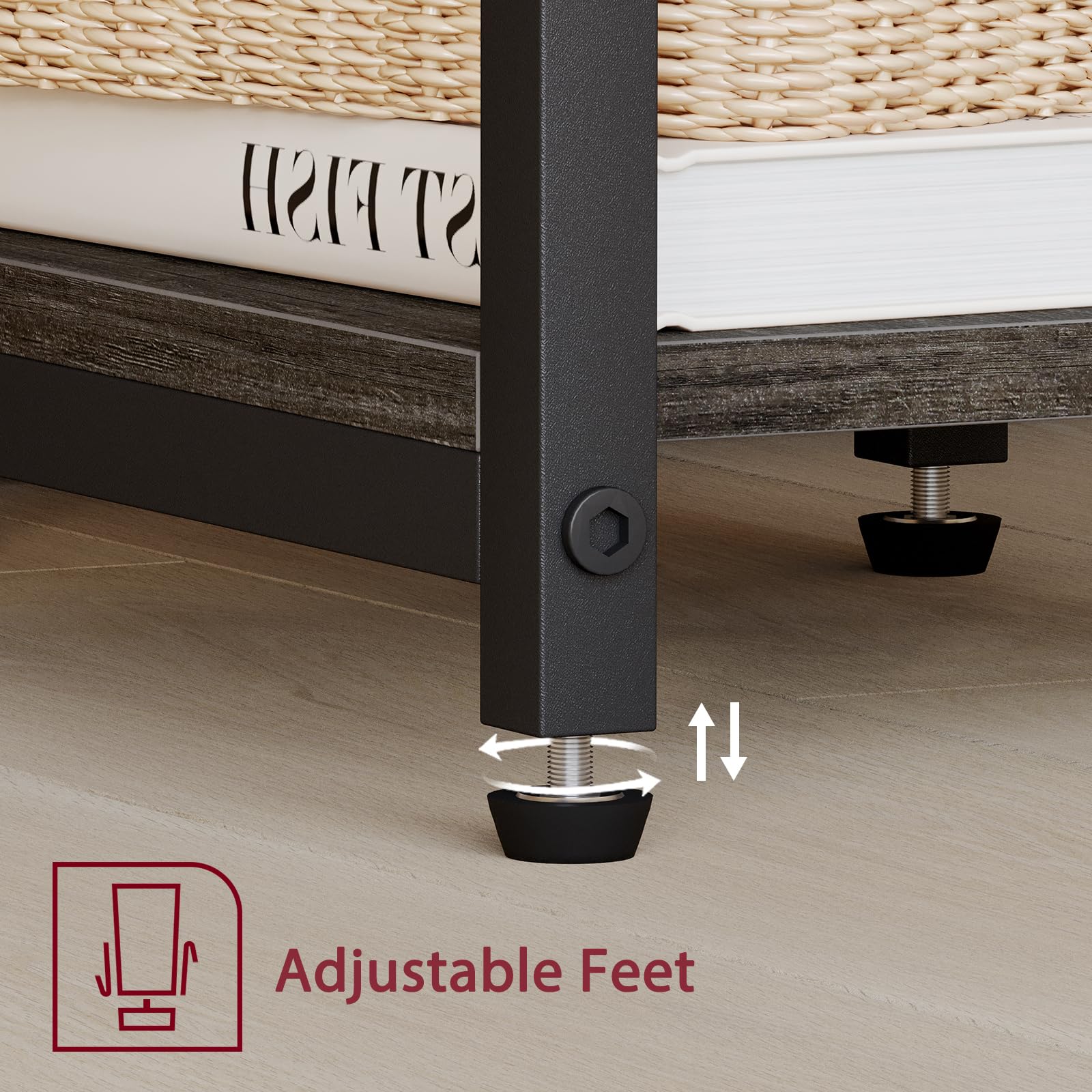 Fixwal Side Tables Set of 2, 2-Tier Small End Table Sofa Table Nightstand Bedside Table for Living Room, Bedroom, Office, Grey and Black