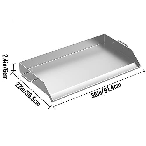 VEVOR Stainless Steel Griddle,36" x 22" Universal Flat Top Rectangular Plate, BBQ Charcoal/Gas Non-Stick Grill with 2 Handles and Grease Groove with Hole,Grills for Camping, Tailgating and Parties