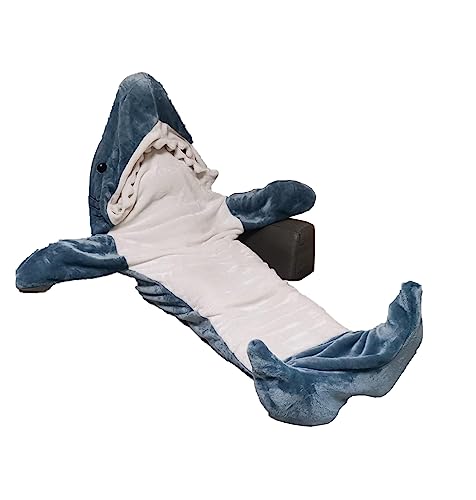 Siaowei Shark Blanket Sleeping Bag Super Soft Cozy Flannel Hoodie Shark Tail Wearable Fleece Throw Blanket Adult Kids Cosplay Shark Costume Shark Gifts (M Fits Heights Less Than 4'5")