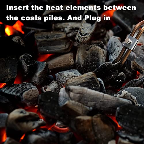Electric Charcoal Fire Starter Lighter – BBQ Grill Fire Starters for Fireplace Campfires Coal Quick Ignite Briquettes |No Sparks or Flames | 304 Stainless Steel Coils Elements 5ft Long Cable Cord 700W