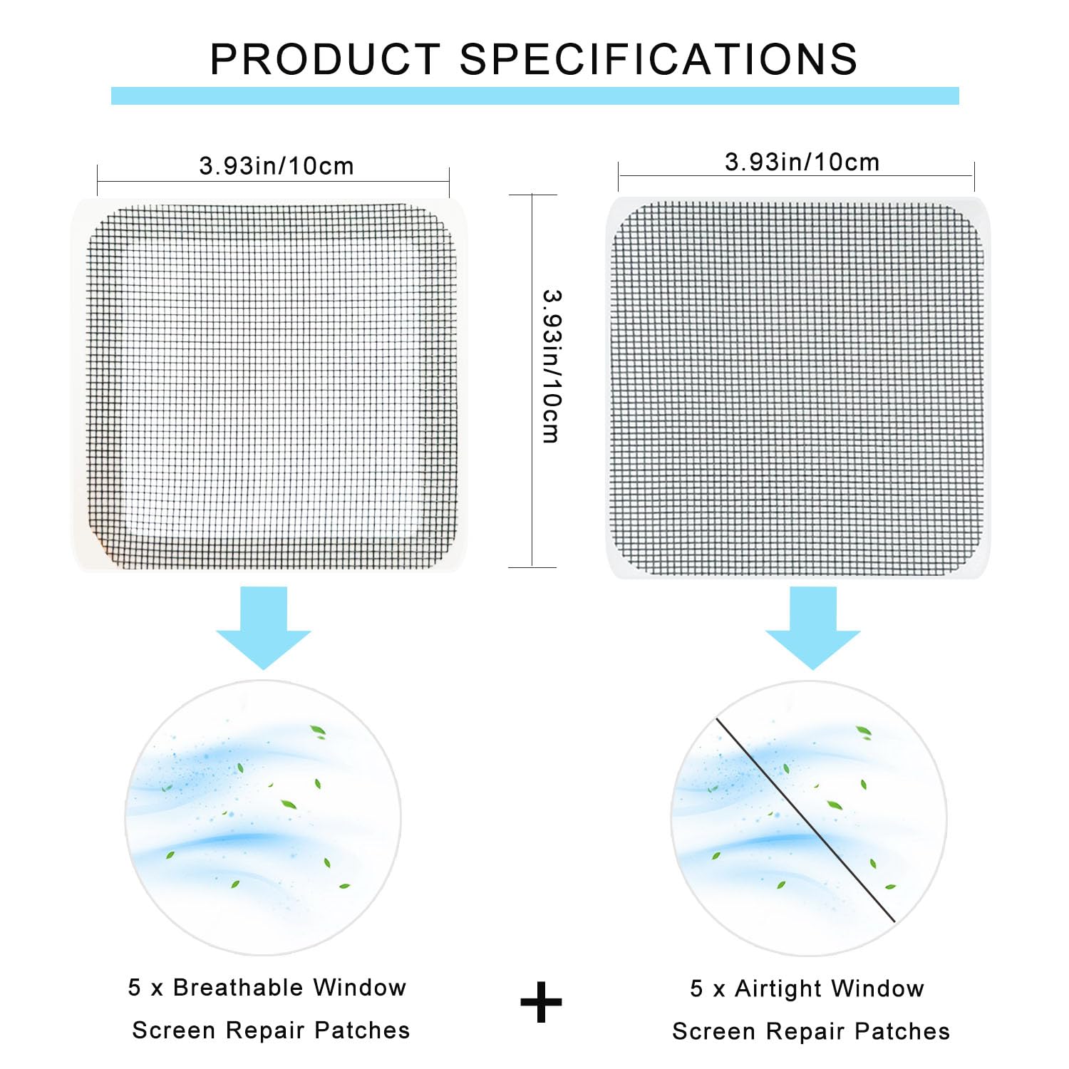 Window Screen Repair Patches,Screen Door Replacement Repair Kit,Self-Adhesive Screen Kit Fiberglass Screen Patches Mesh Repair Suitable for Repairing Holes&Tears (Grey-10Pcs, Large)