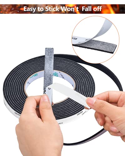 BAIPOK 1/2" x 1/8" High Temp Nomex BBQ Gasket Smoker Seal Self Stick Grill Tape 15 ft High Heat Smoker Gasket for Better Temp Control, Will Not Melt