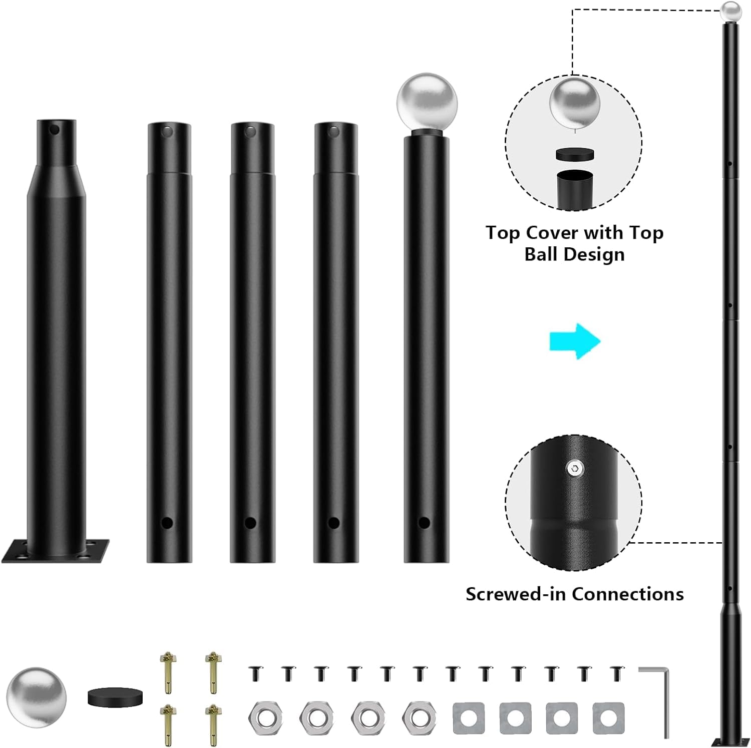 loyoele 16.5Ft Solar Street Light Pole for Parking Lots, Courtyards, Streets, Backyards, Outdoor House - Durable Weather-Resistant Street Poles