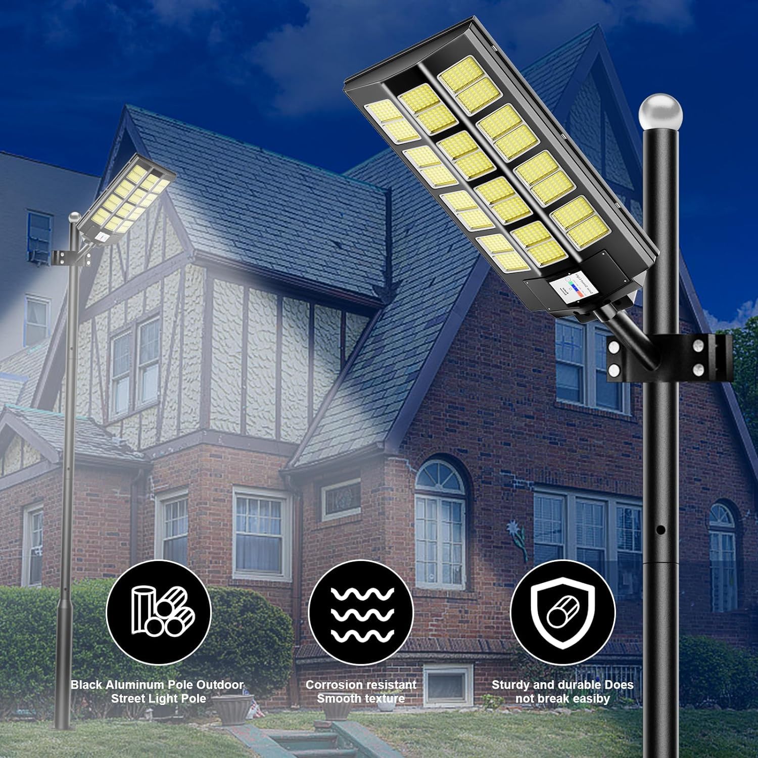 loyoele 16.5Ft Solar Street Light Pole for Parking Lots, Courtyards, Streets, Backyards, Outdoor House - Durable Weather-Resistant Street Poles