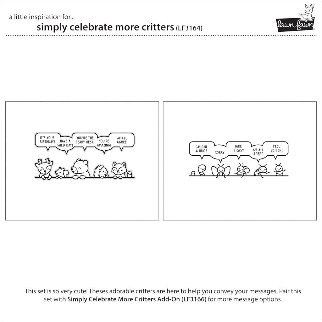 Lawn Fawn LF3164 Simply Celebrate More Critters 4X6 Clear Stamp Set