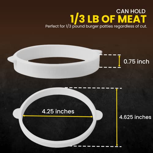 (6-Pack) 1/3 LB Sous Vide Burger Rings, Burger Immersion Cooking Ring Molds with Handles - 0.75" Thick Sous Vide Burger Patty Makers - Food-Safe Plastic - FOR SOUS VIDE USE ONLY