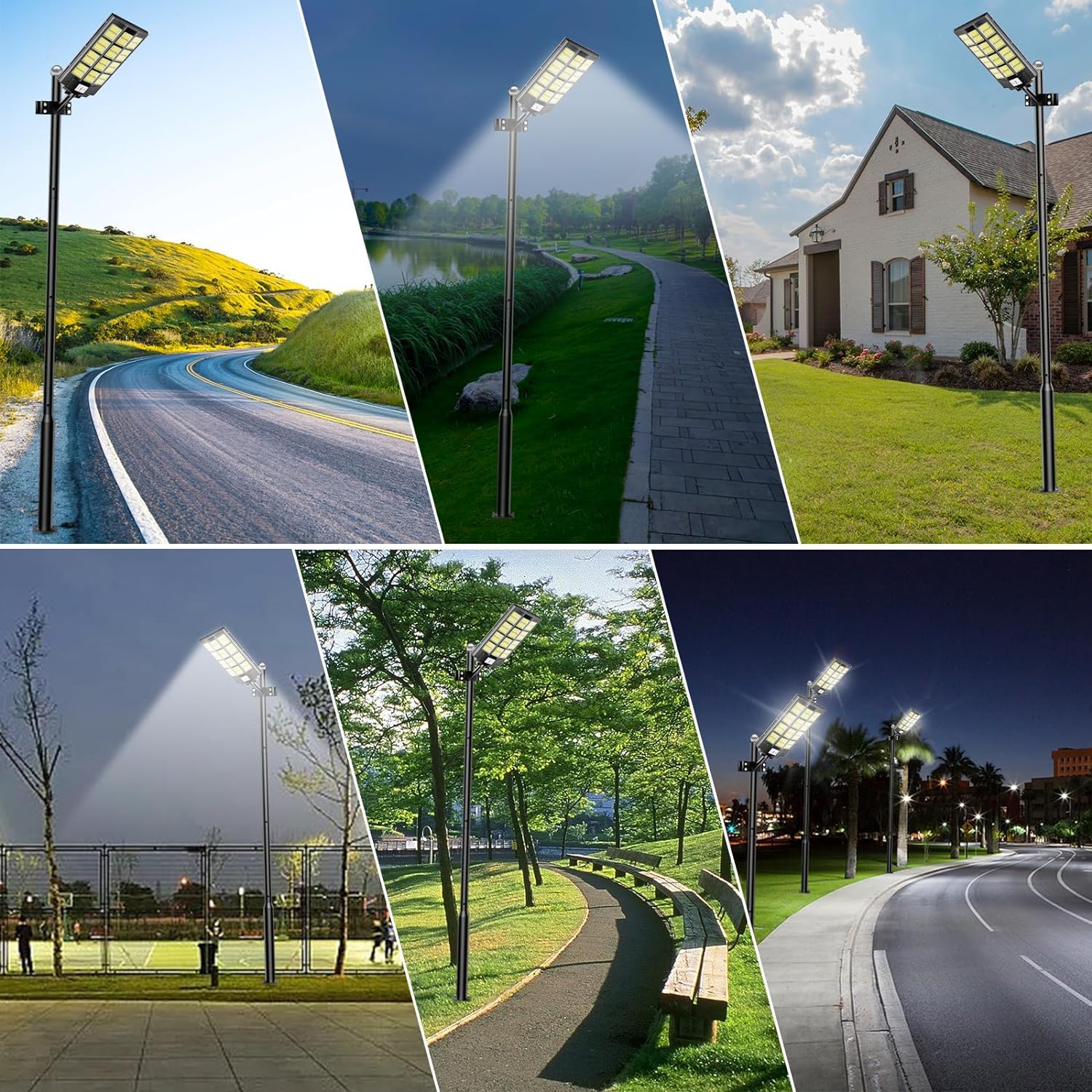 loyoele 16.5Ft Solar Street Light Pole for Parking Lots, Courtyards, Streets, Backyards, Outdoor House - Durable Weather-Resistant Street Poles