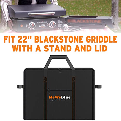 MeWeBlue Griddle Carry Bag Designed for 22β Blackstone Griddle with Lid and Stand, 600D Heavy Duty Waterproof Grill Carry Bag for Blackstone