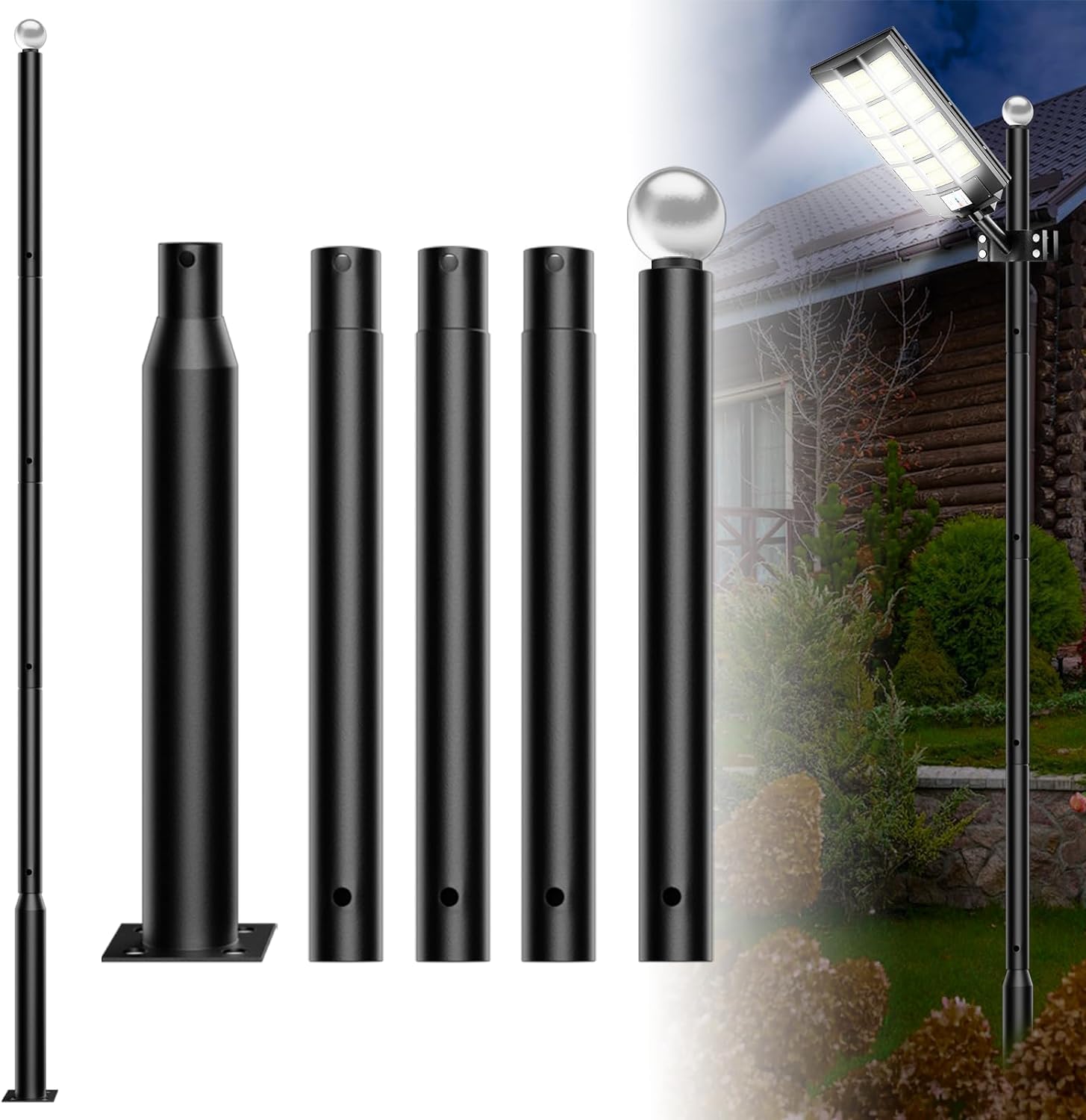 loyoele 16.5Ft Solar Street Light Pole for Parking Lots, Courtyards, Streets, Backyards, Outdoor House - Durable Weather-Resistant Street Poles